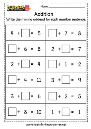 Write the missing addend for each number