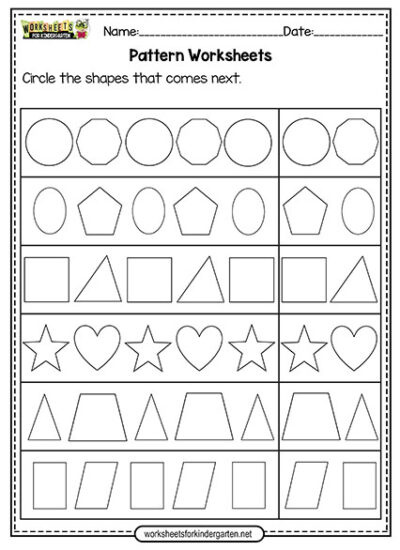 Circle the shapes that comes next
